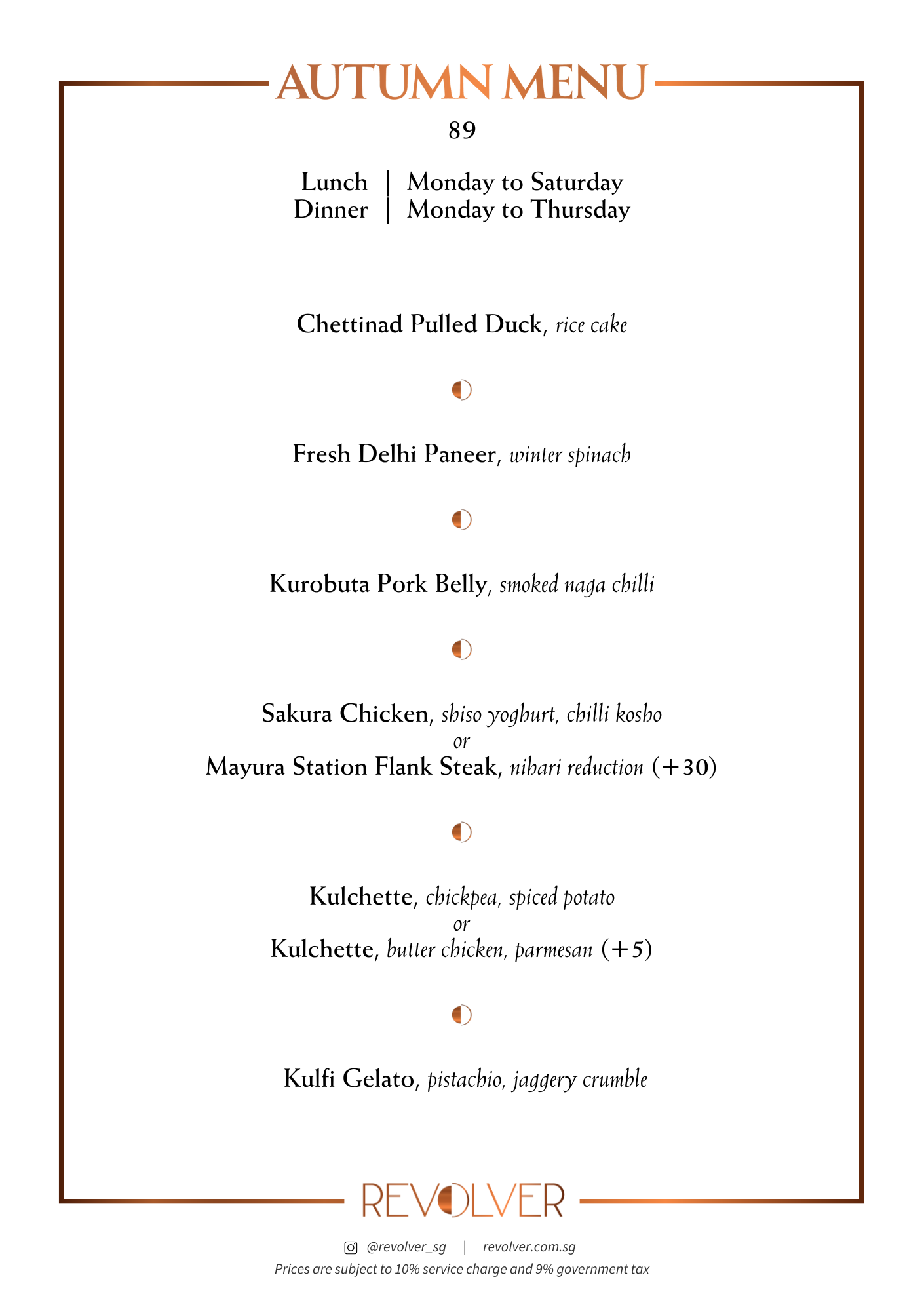 Tasting Menus - Revolver Singapore